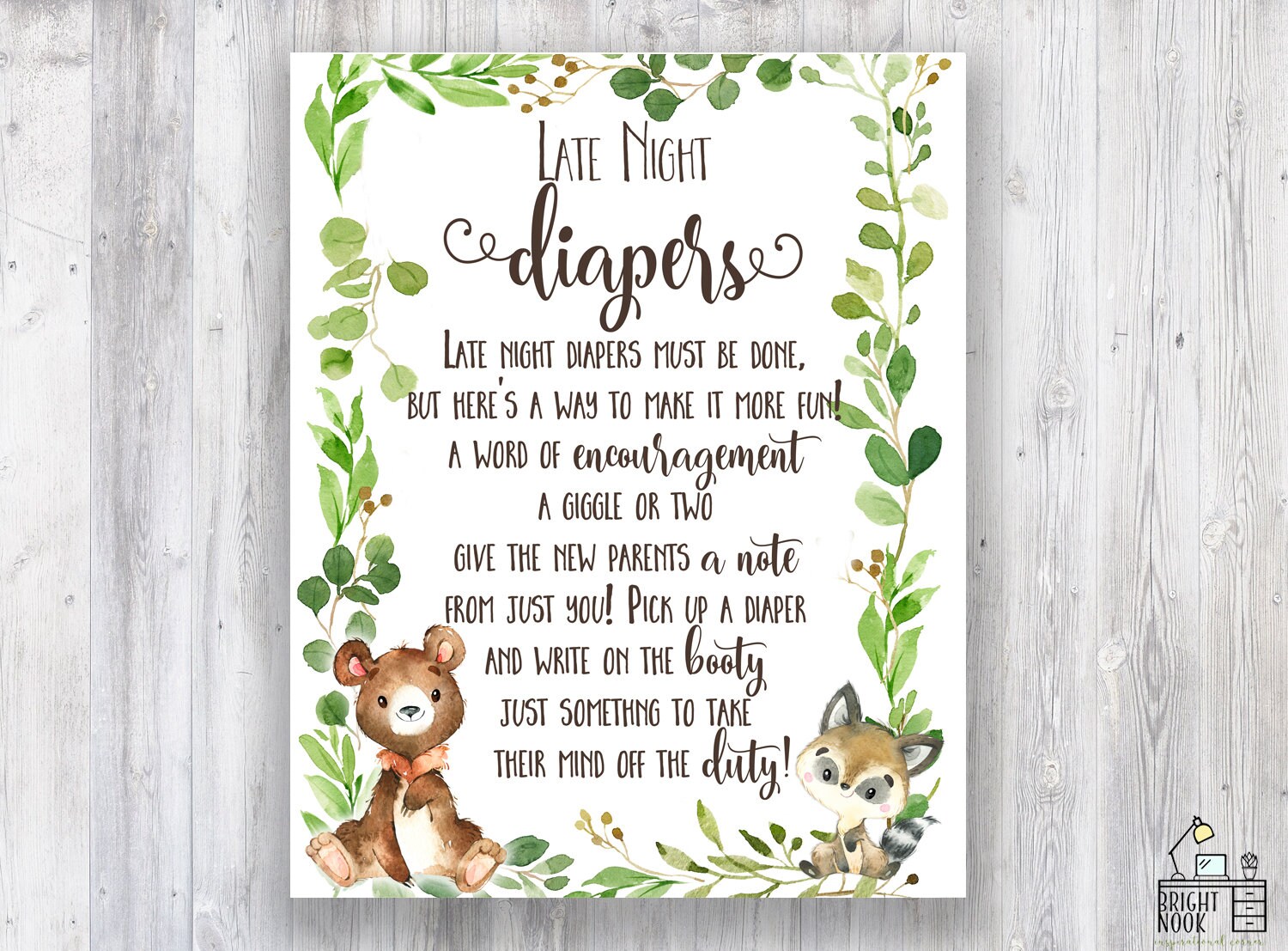Baby Bear Baby Shower Sign Printable Woodland Guest Book Sign - Etsy