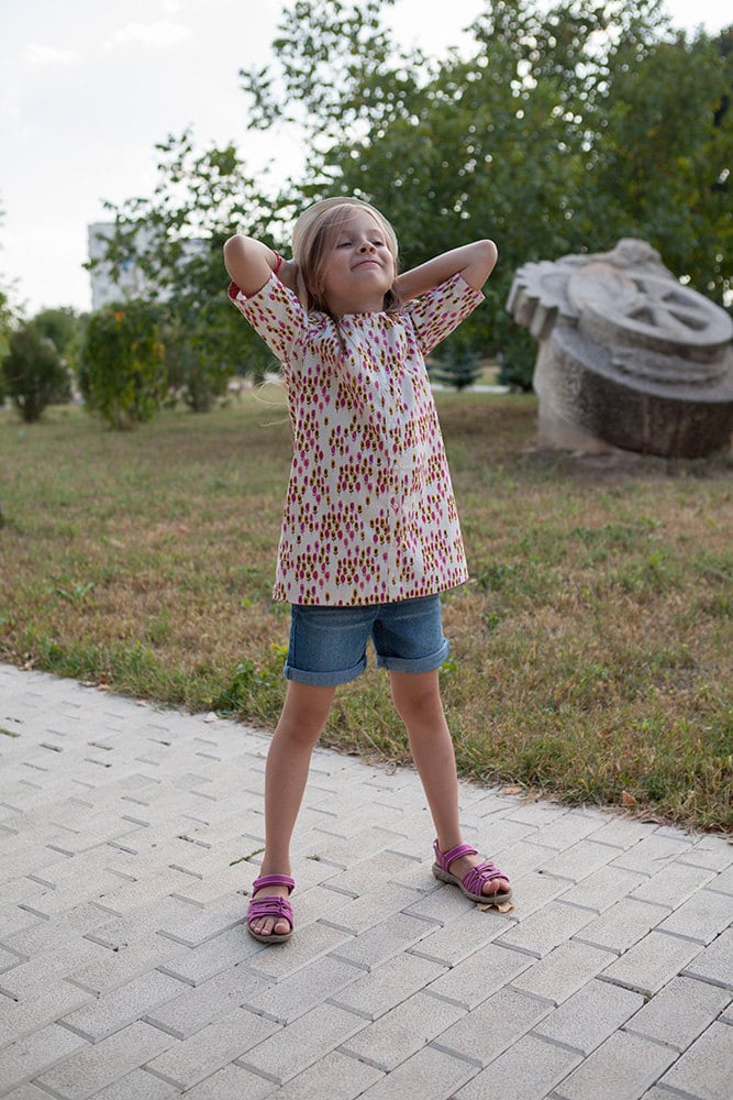 Girls Shirt Dress With Pockets, Floral Print Tunic Dress. - Etsy