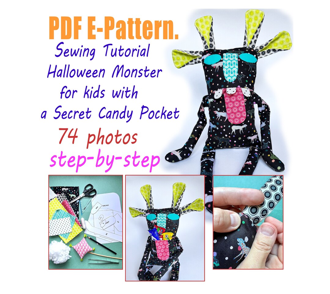 Pdf E-pattern. DIY Halloween Monster Sewing Guide, Step by Step ...