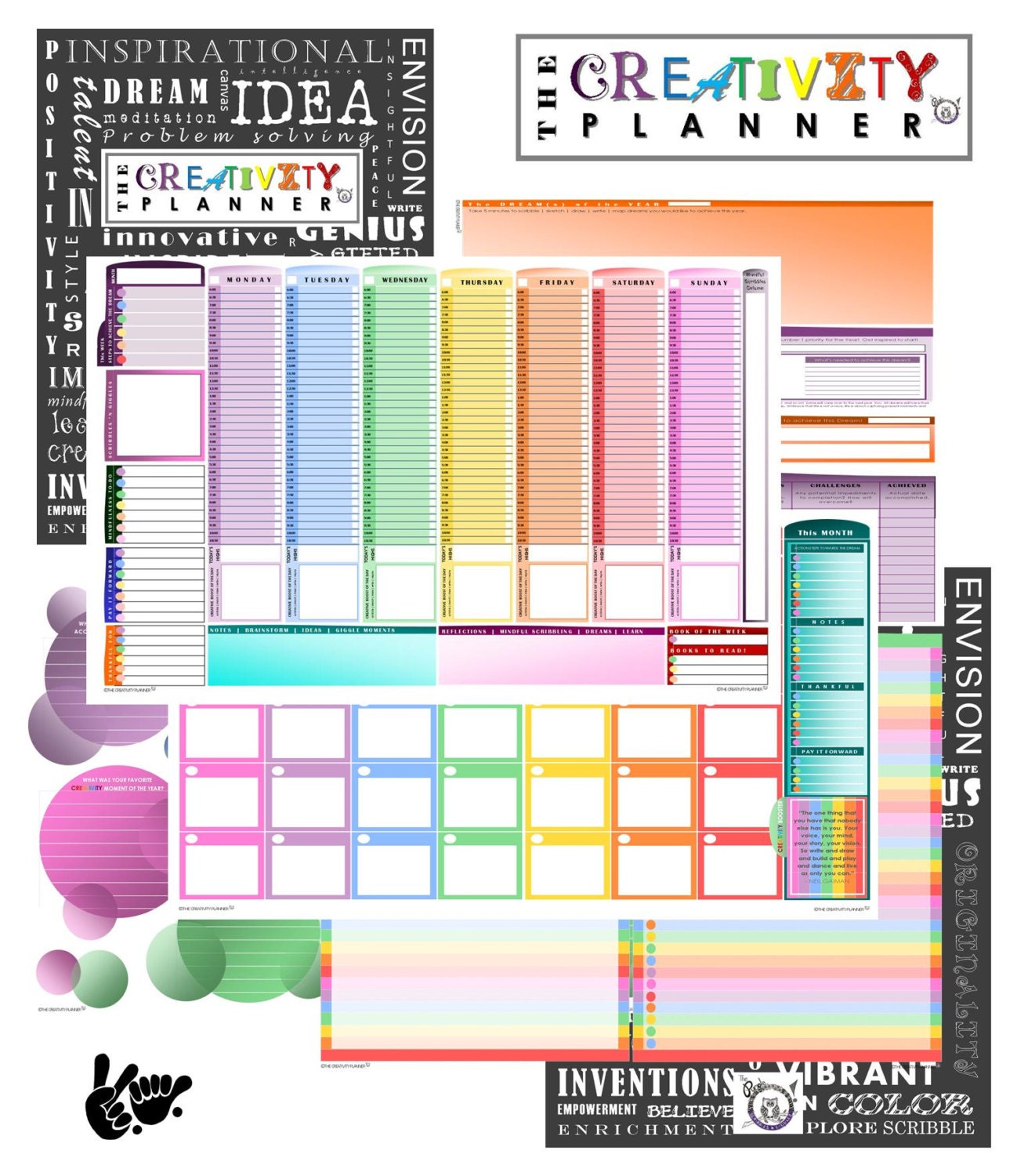 Creativity Planner | Full-color, Colorful Edging, Undated 12 Month ...