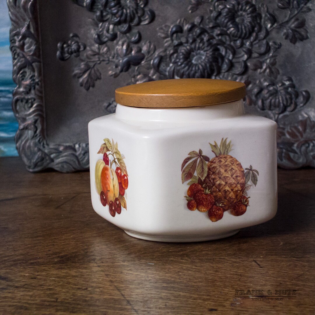 Vintage CLIFTON Jar With Wood Lid, English Retro Container, British ...