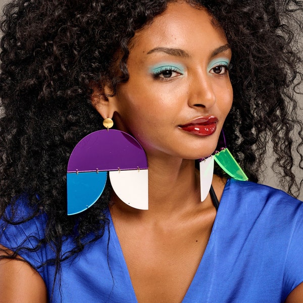 Large Colorful Earrings - Etsy