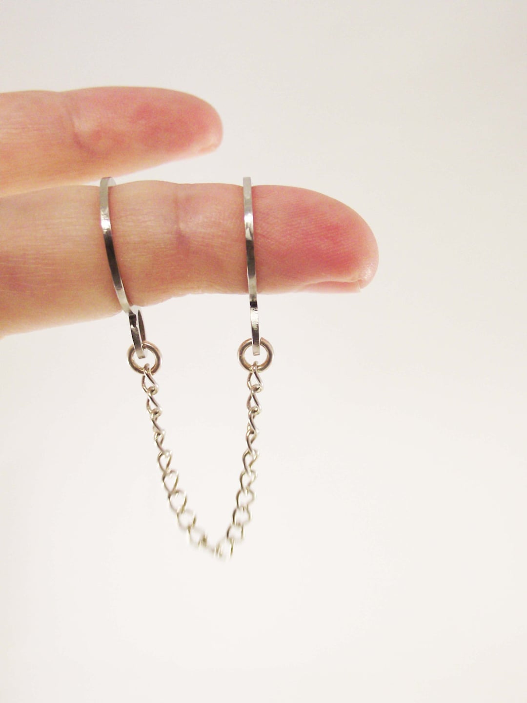 Gold Plated Stainless Steel Linked Finger Tip Ring. Midi Ring, Knuckle ...
