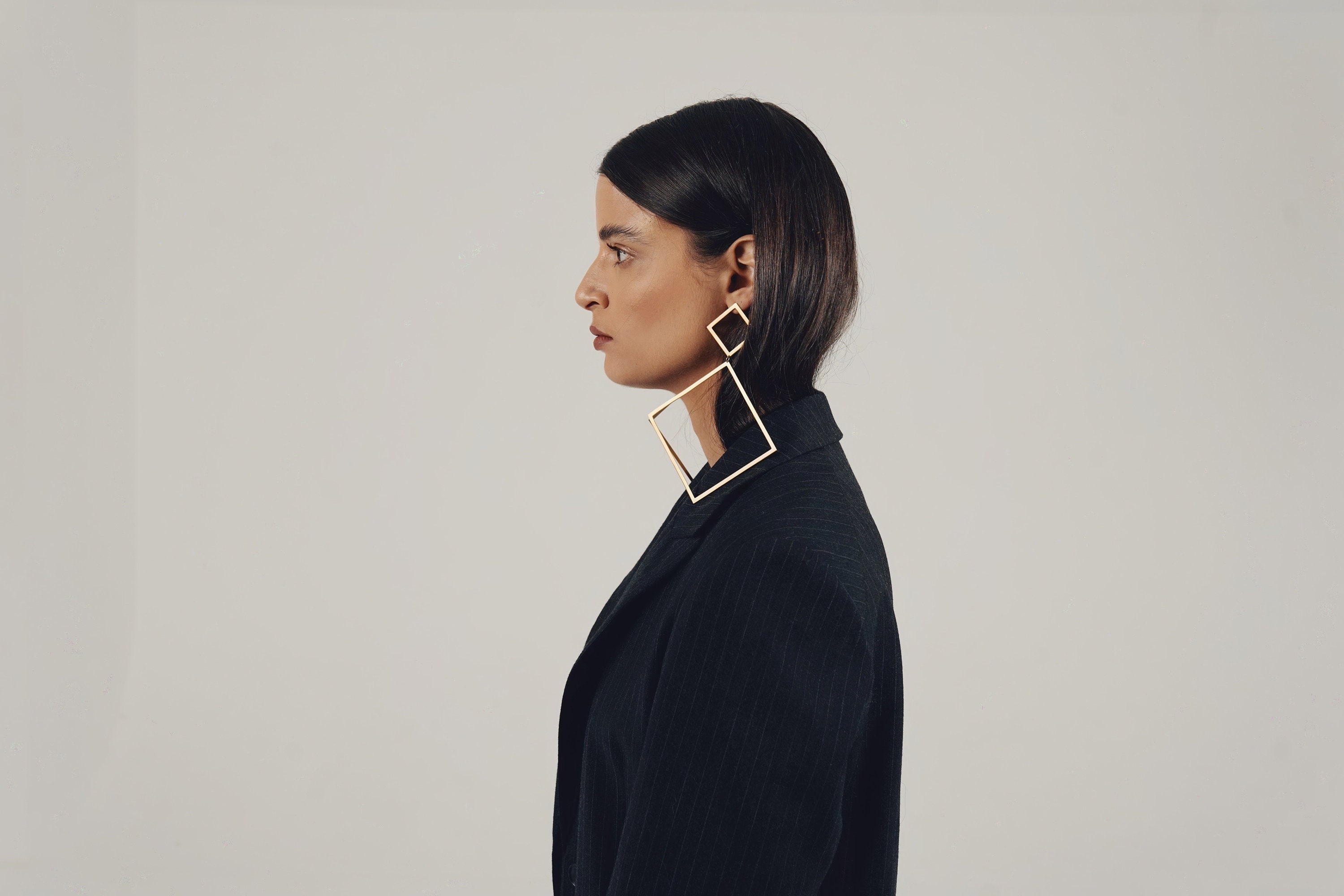 Oversized Gold Square Earrings – Afrocentric Shoulder-grazing Geometric ...