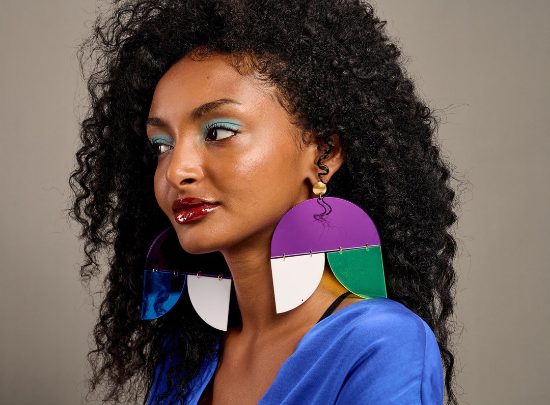 African Inspired Large Earrings. Oversized Colorblock Collection ...