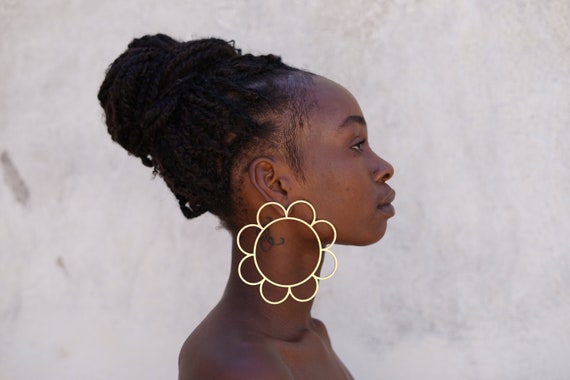 African Earrings African Jewelry Geometric Earrings Flower | Etsy