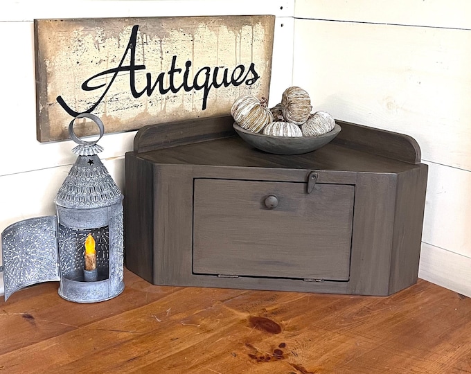 Countertop Corner Cabinet | Corner Bread Box | Barn Wood Finish ...