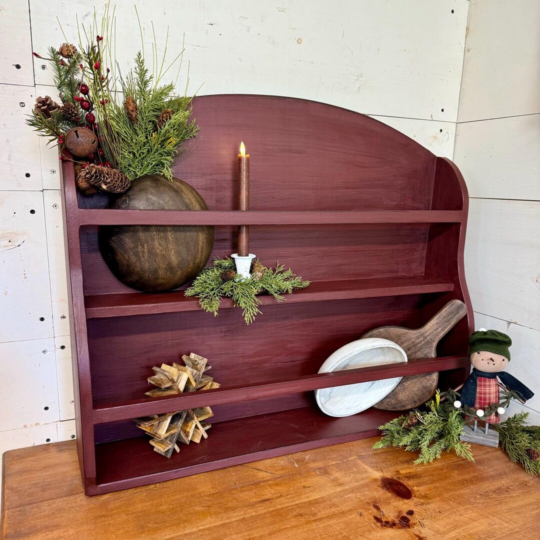 Kitchen Bowl Rack Distressed Primitive Painted Bowl Shelf |country ...