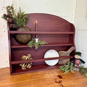 Kitchen Bowl Rack Distressed Primitive Painted Bowl Shelf |country ...