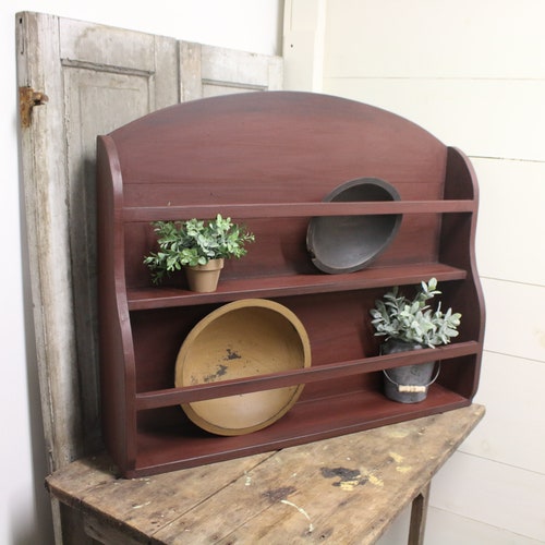 Kitchen Bowl Rack Distressed Primitive Painted Bowl Shelf - Etsy