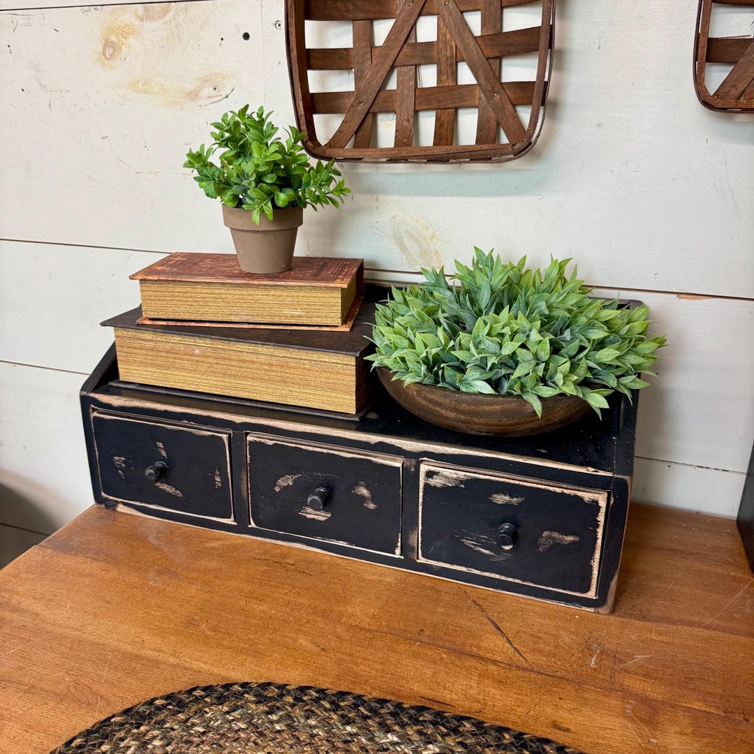 Countertop Organizer 3 Drawer Cabinet | Rustic Black | Kitchen Decor ...