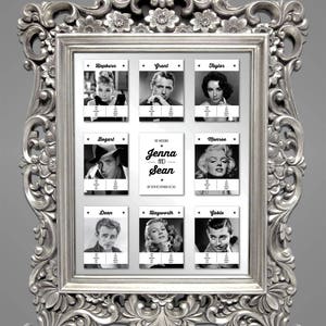 Hollywood Movie Wedding Table Plan Cards, Table Cards and Place Cards ...