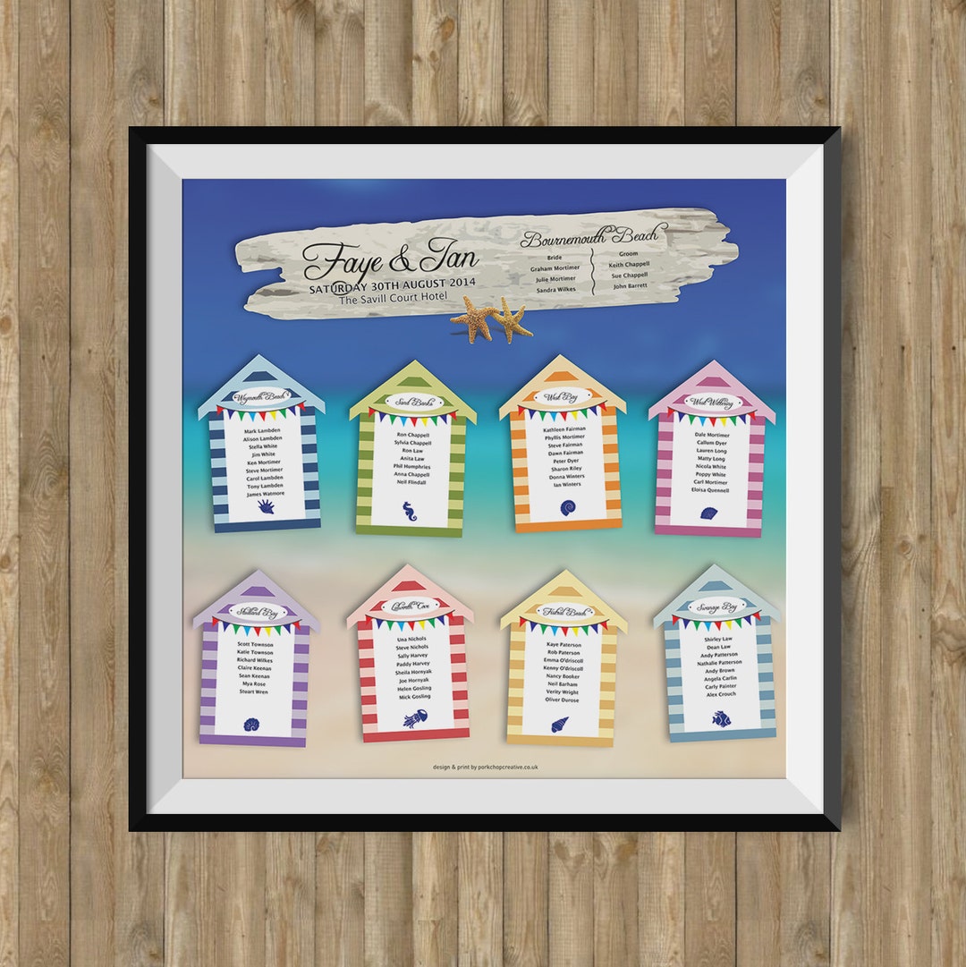 Beach Theme Wedding Table Plan & Table Cards printable Digital Only - Etsy