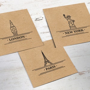 World Landmarks Wedding Theme Table Plan, Table Cards and Place Card ...