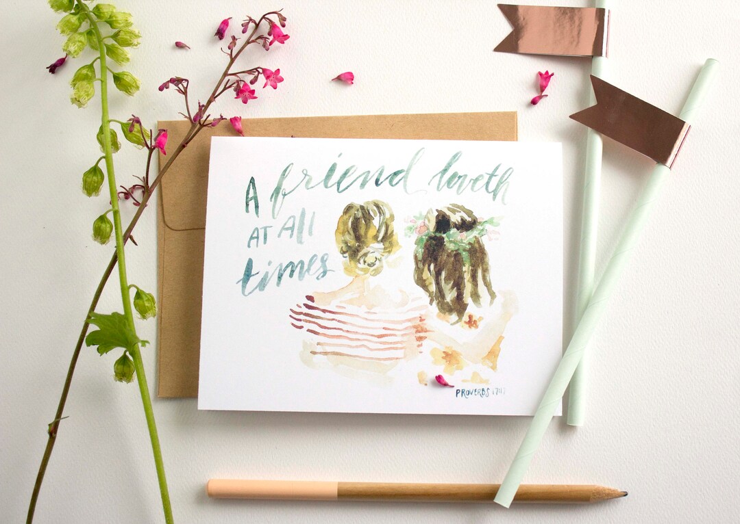 Friendship Card | Watercolor, Besties, Inspirational, Proverbs ...