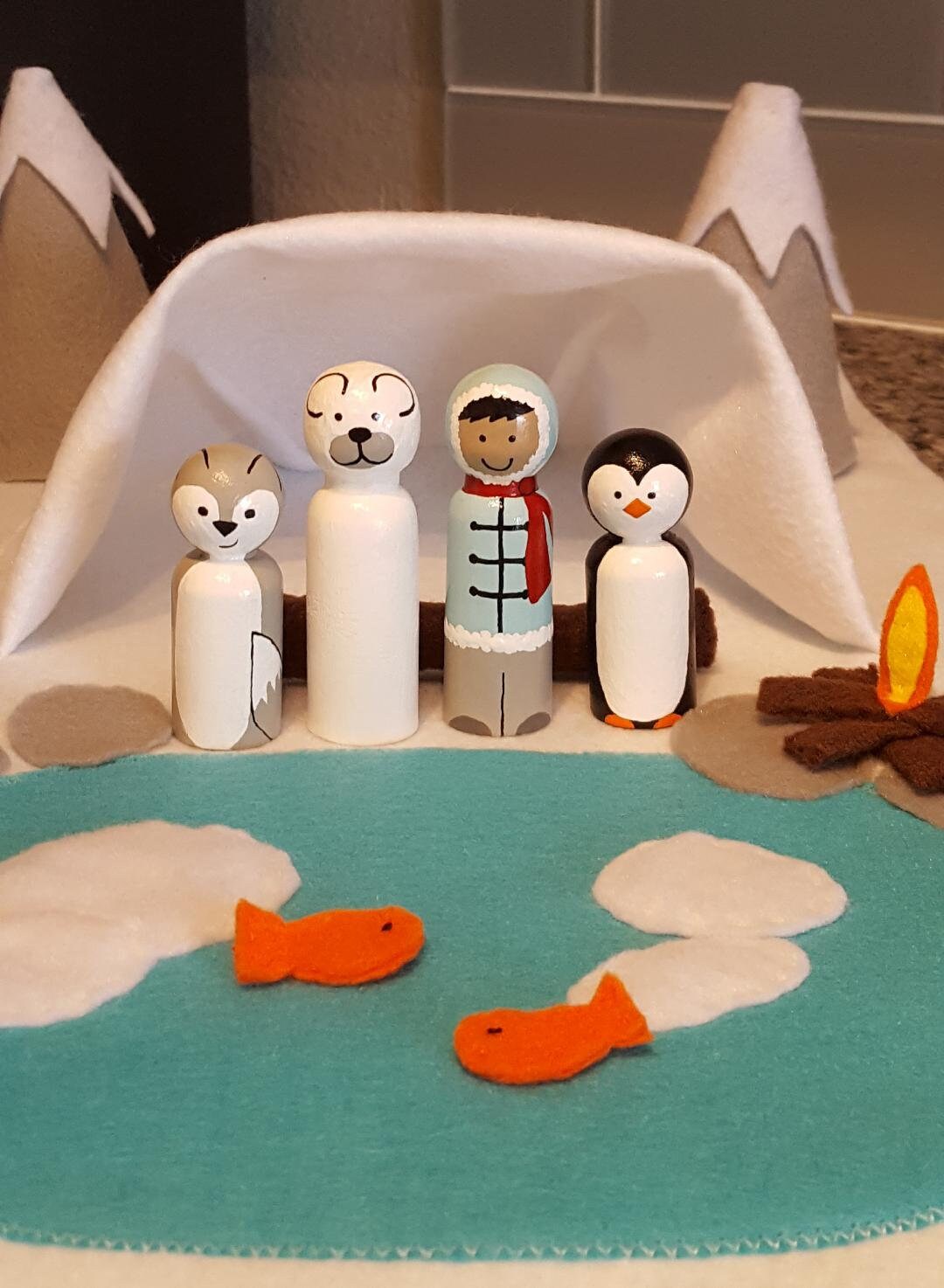 Arctic Friends Peg Doll 4 Piece Play Set - Etsy