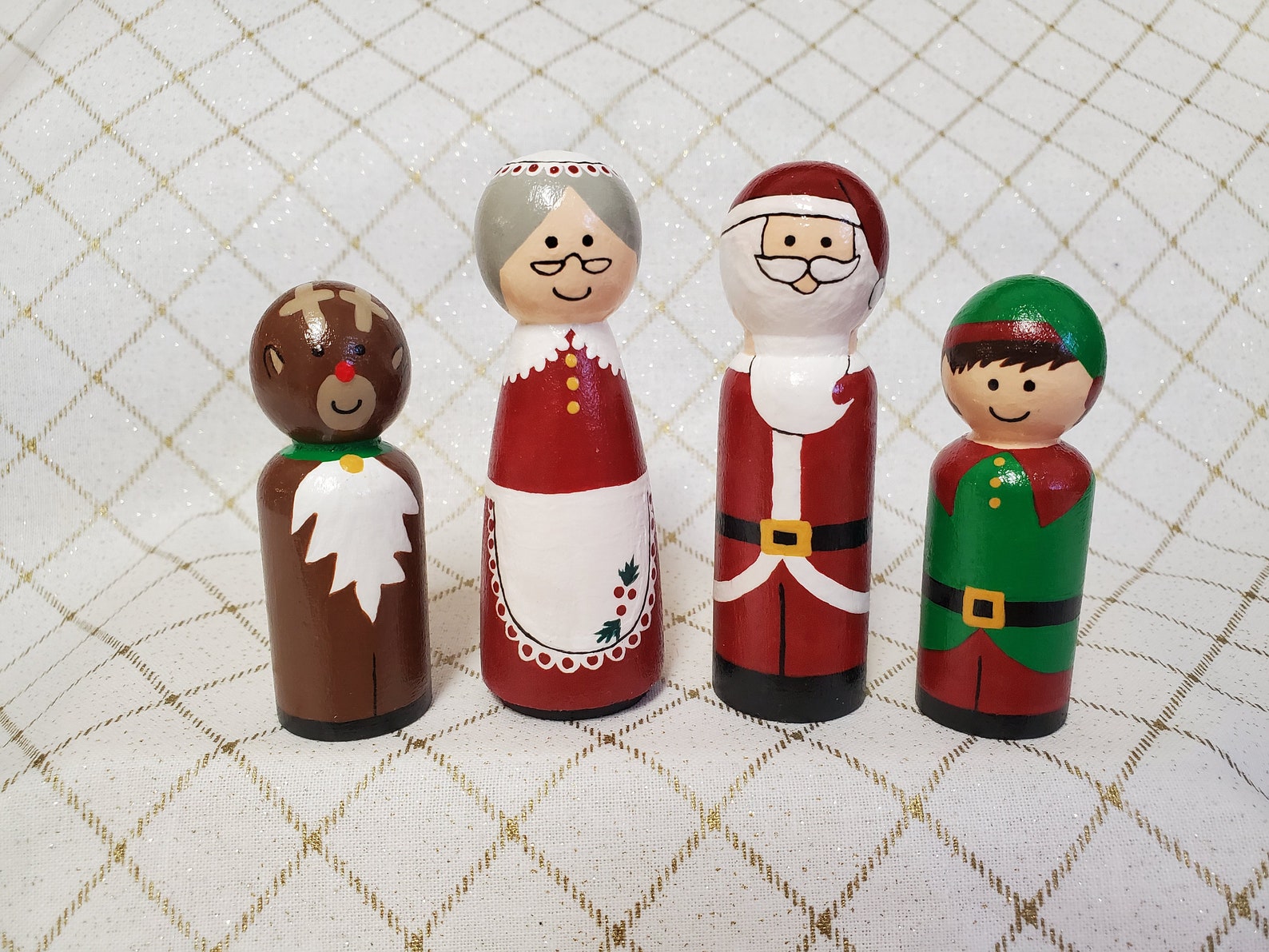 Santa and Family Wood Peg Character Set Great Handpainted - Etsy