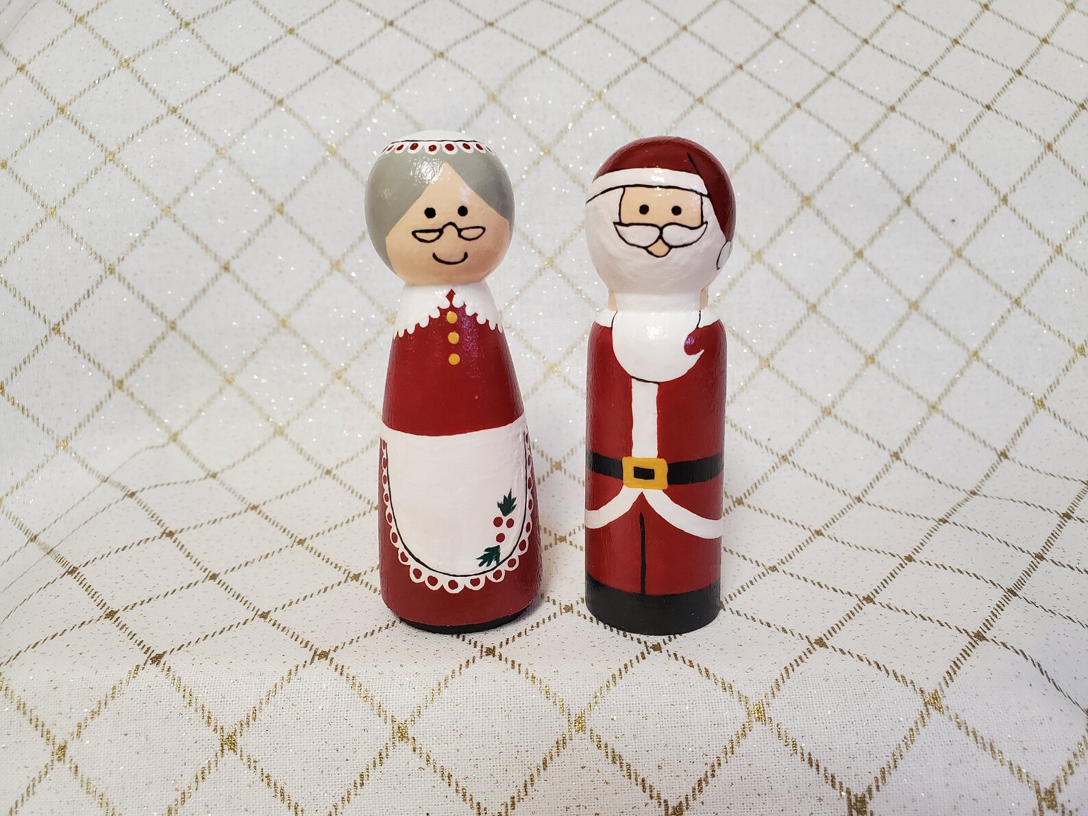 Santa and Family Wood Peg Character Set Great Handpainted - Etsy