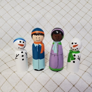 Snow Buddies- Wood Peg Character Set, Great Handpainted Gift, Hours of ...
