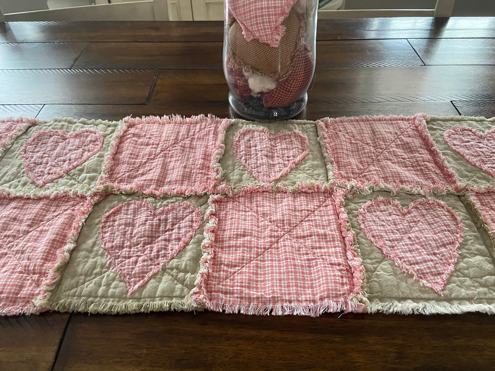 Plaid Primitive Rag Quilt Table Runner Pink Plaid Tan Pastel - Etsy