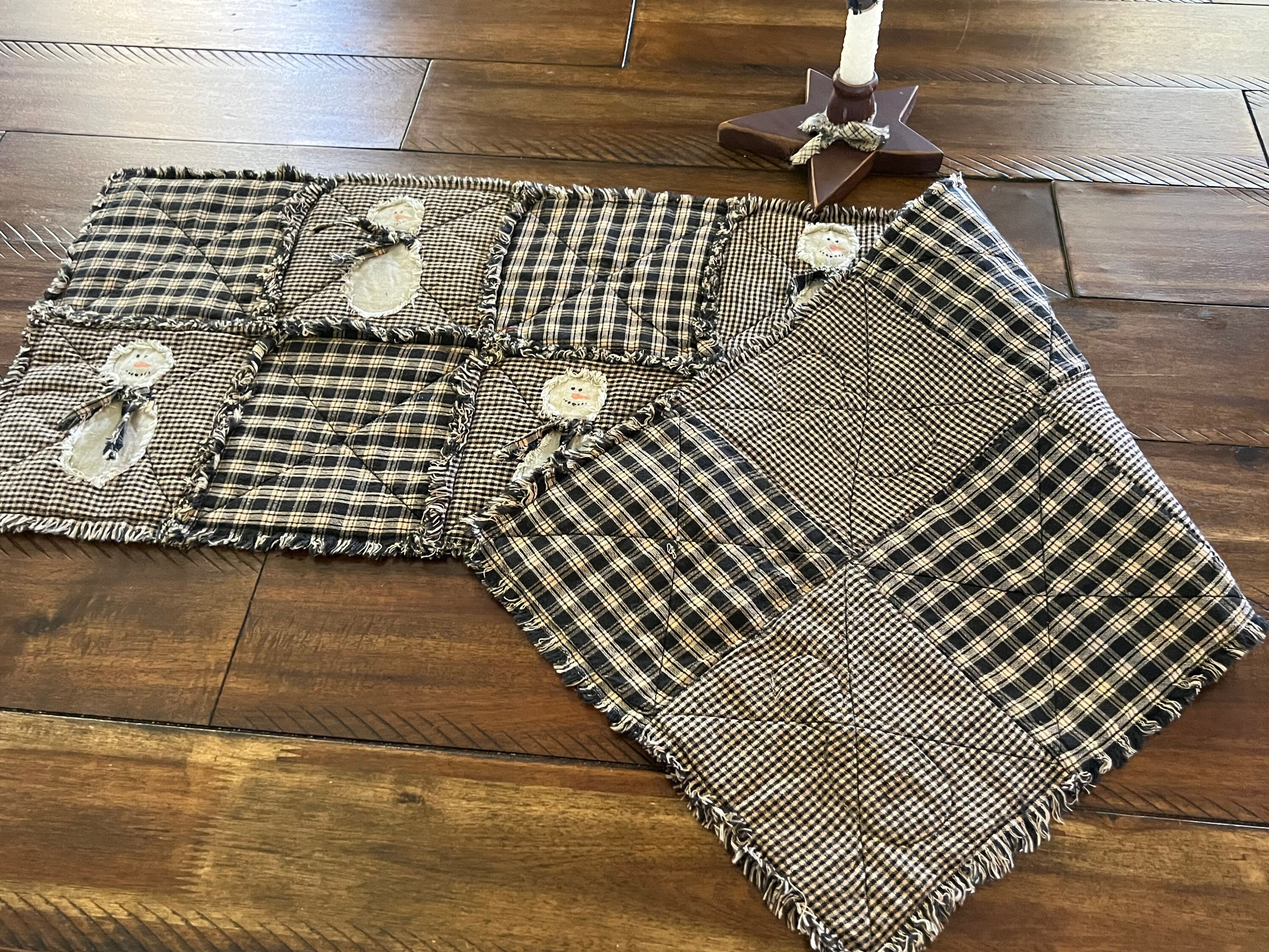 Plaid Homespun Primitive Rag Quilt Table Runner Christmas - Etsy