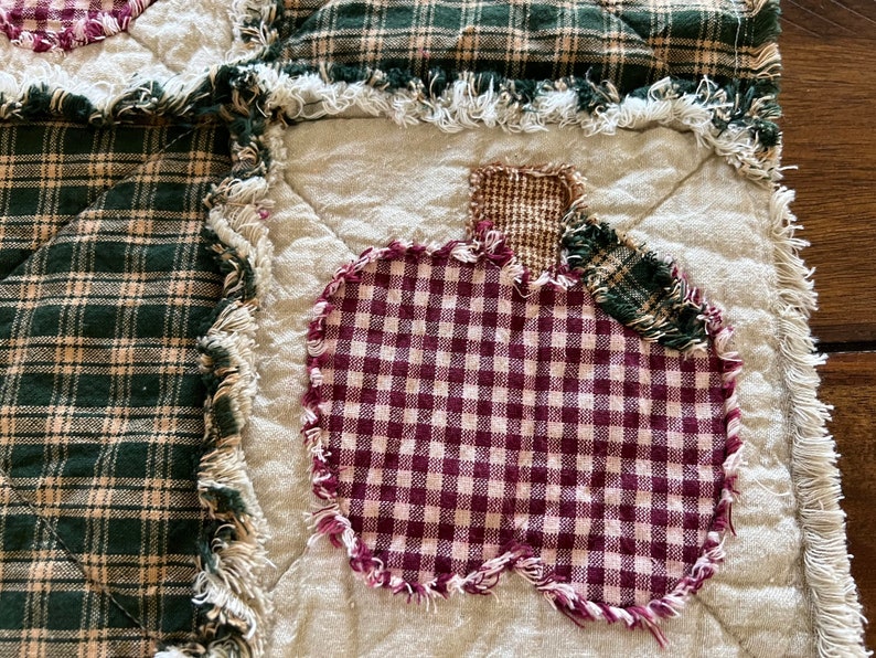 New Primitive Rag Quilt Green Farm Apple Autumn Harvest - Etsy