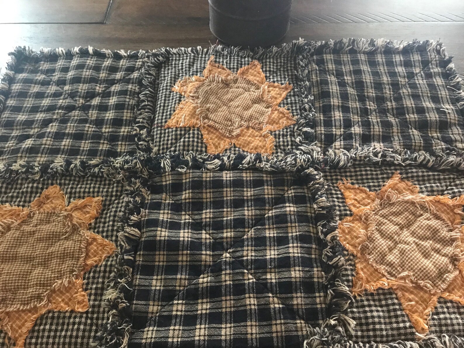 New PriMiTiVe Rag Quilt Sunflower Placemat Fall Autumn Harvest | Etsy