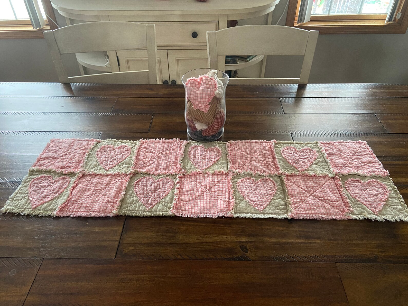 Plaid Primitive Rag Quilt Table Runner Pink Plaid Tan Pastel - Etsy