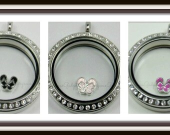 Glass locket floating charm | Etsy