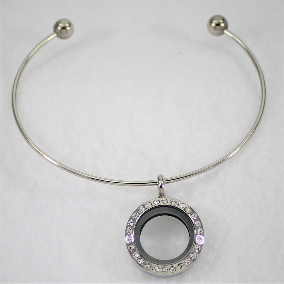 20mm Floating Locket Open Bangle Bracelet / Glass Locket / Memory ...