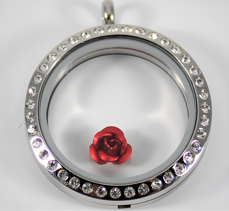 Rose Floating Charm for Glass Locket - Etsy