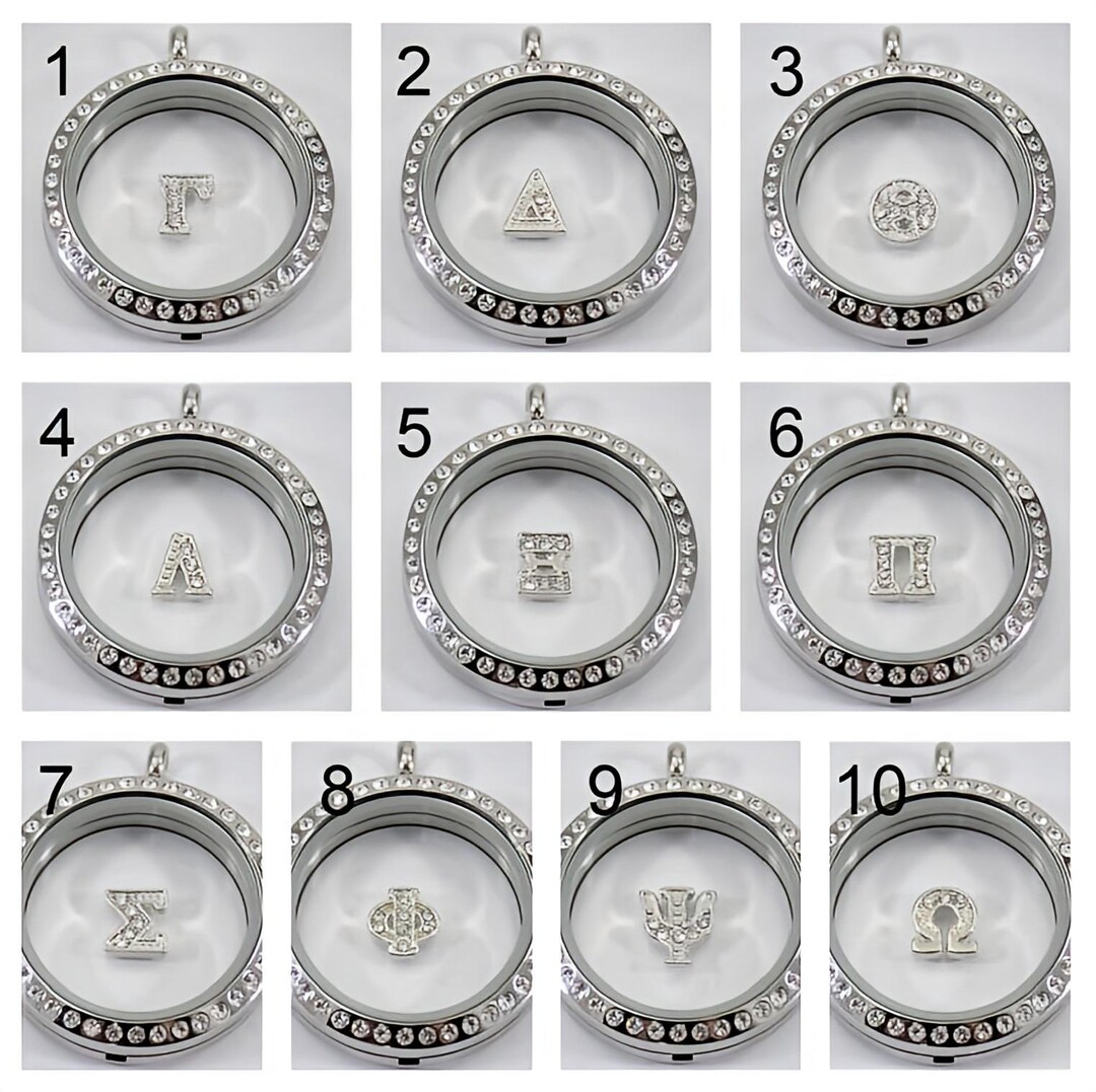 Greek Alphabet / Letter Floating Charm With Crystals for Glass Locket ...