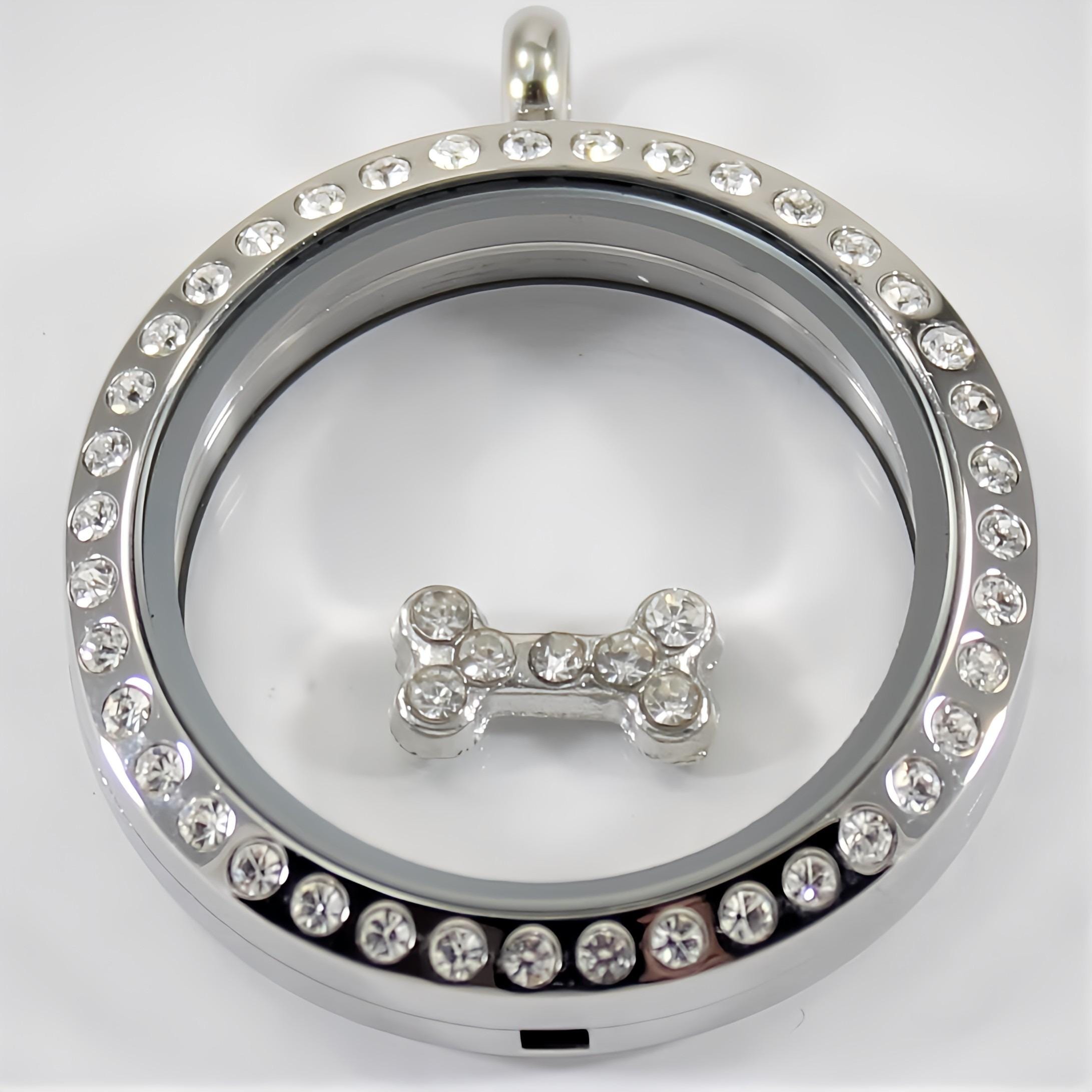 Dog Bone With Rhinestones Floating Charm for Glass Locket - Etsy
