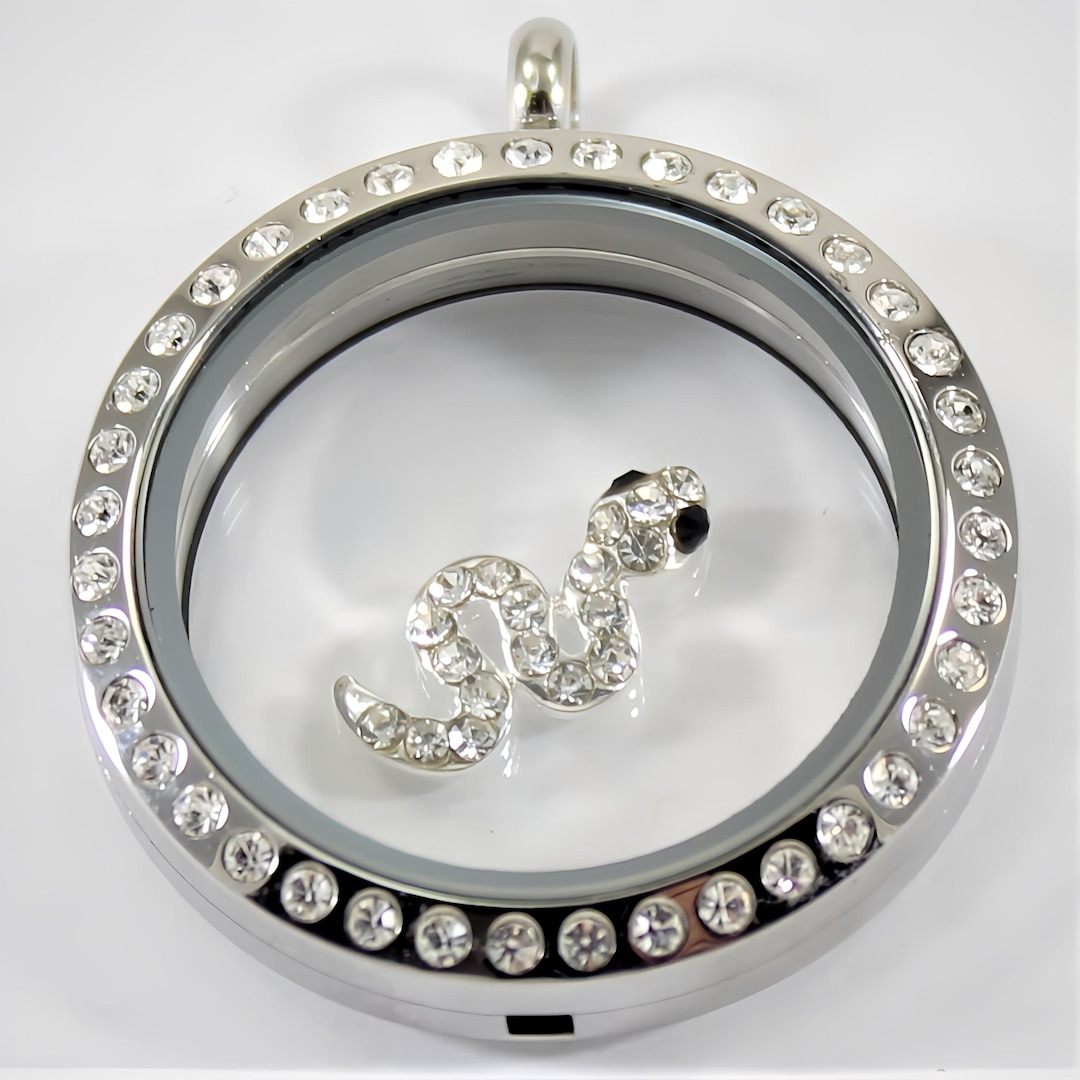 Rhinestone Snake Floating Charm for Glass Locket - Etsy