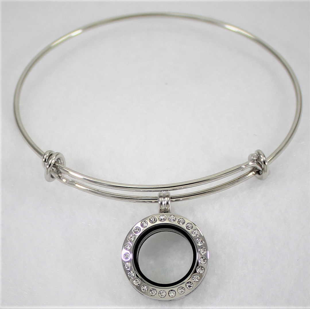20mm Floating Locket Expandable Bangle Bracelet / Glass Locket / Memory ...