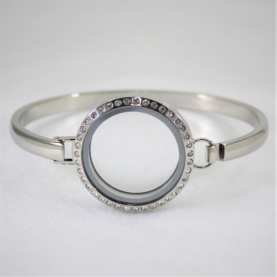 30mm Floating Locket Bangle Bracelet / Glass Locket / Memory Locket ...
