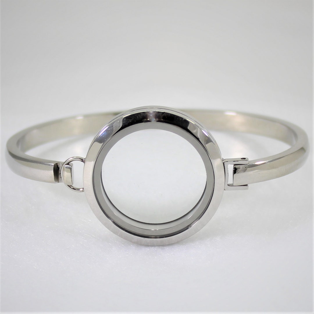 30mm Floating Locket Bangle Bracelet / Glass Locket / Memory Locket ...