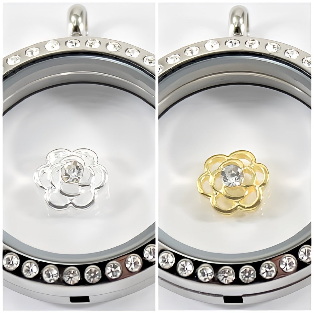 Rhinestone Rose Floating Charm for Glass Locket - Etsy