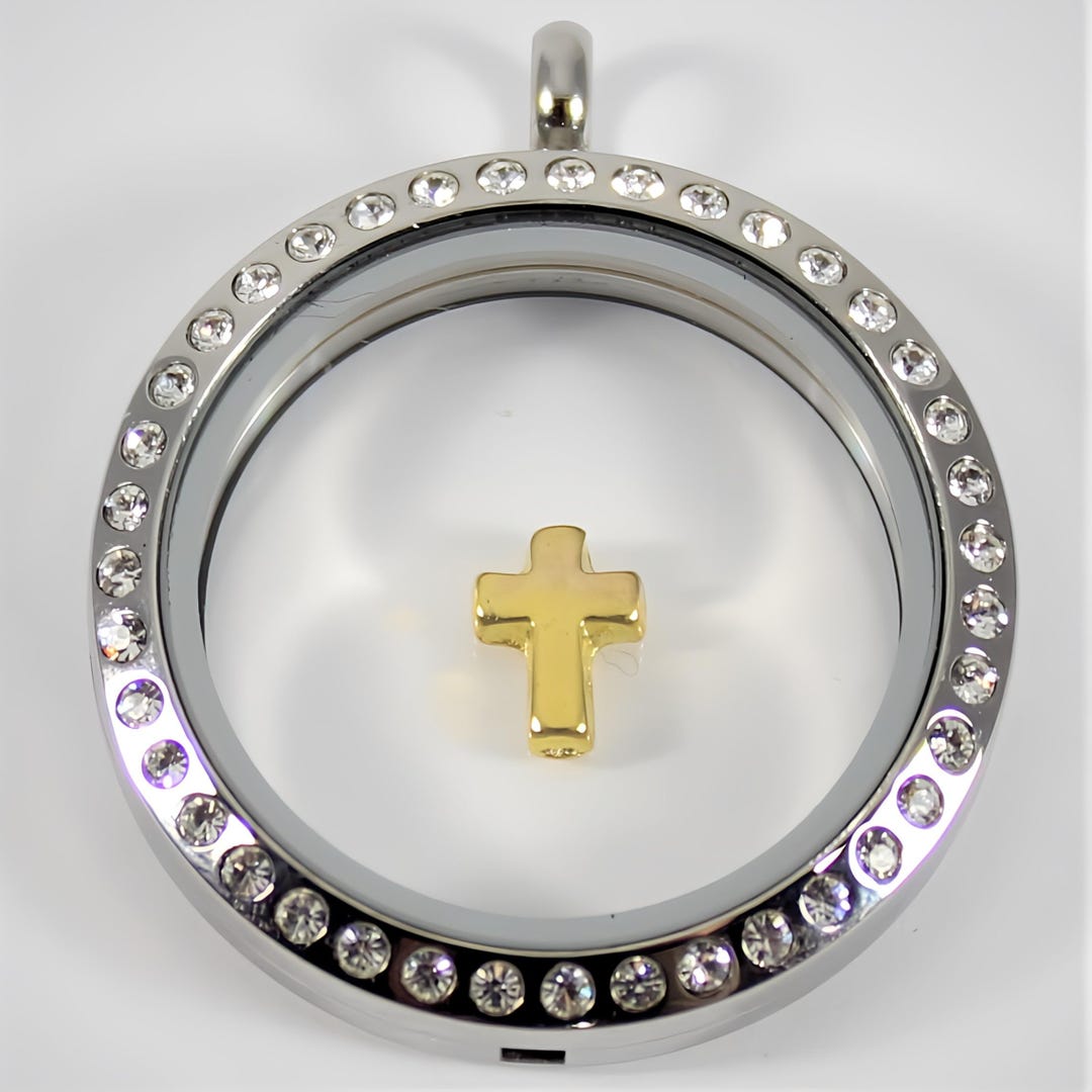 Cross Floating Charm for Glass Locket - Etsy