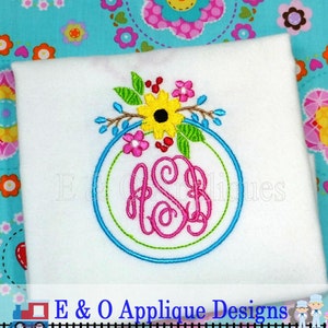 Floral Monogram Embroidery Frame Design - 4 Sizes Included - Floral ...