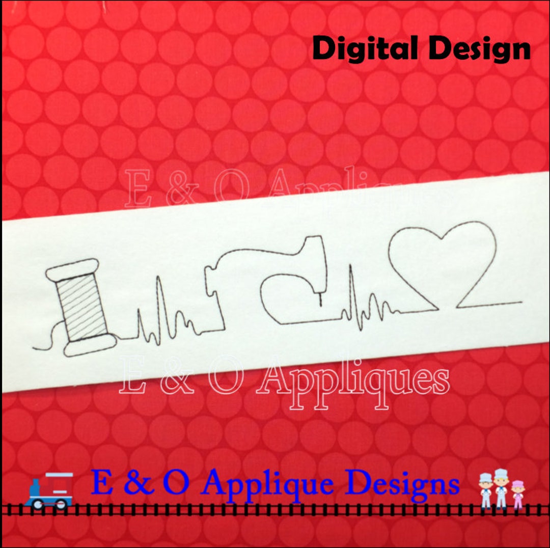Sewing Heartbeat Embroidery Design - Sewing Thread Embroidery - Machine ...