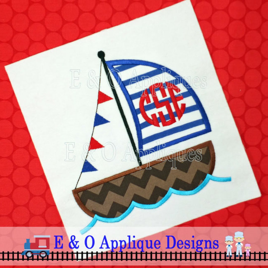 Sailboat Applique Design - Boat Applique Design - Boat Embroidery ...