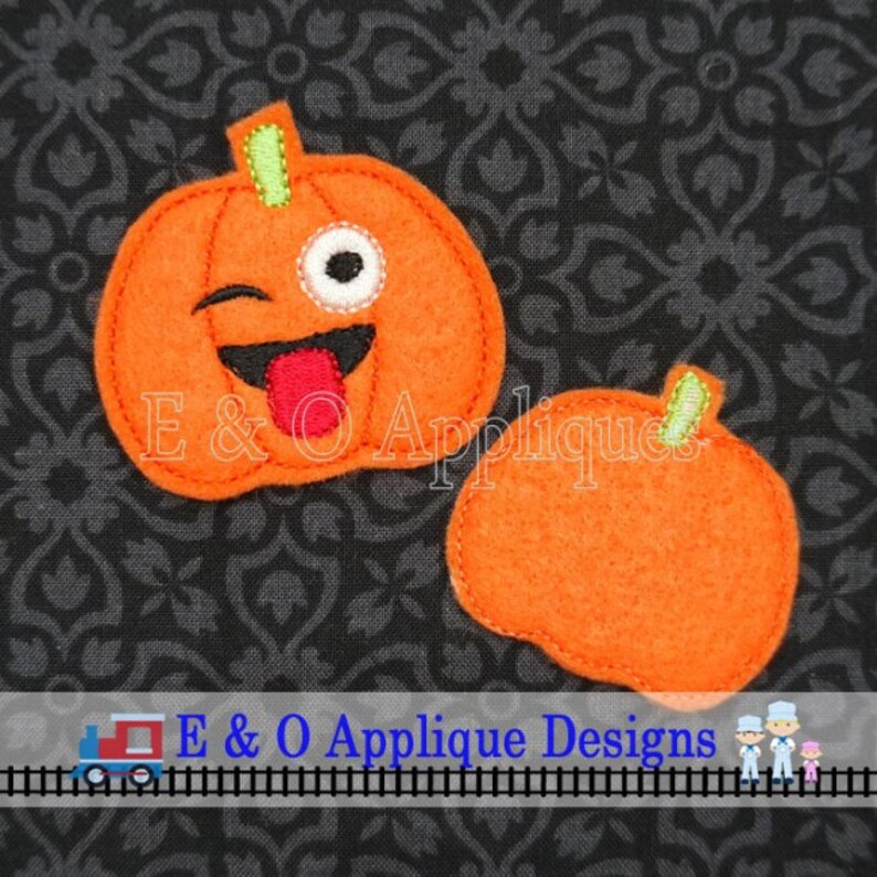Pumpkin Feltie Embroidery - in the Hoop Embroidery Design - Emoji ...