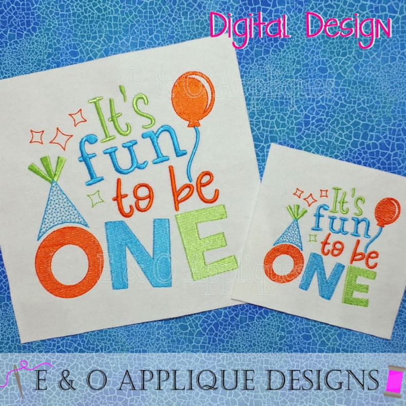 It's Fun to Be One Birthday Embroidery Design - First Birthday ...