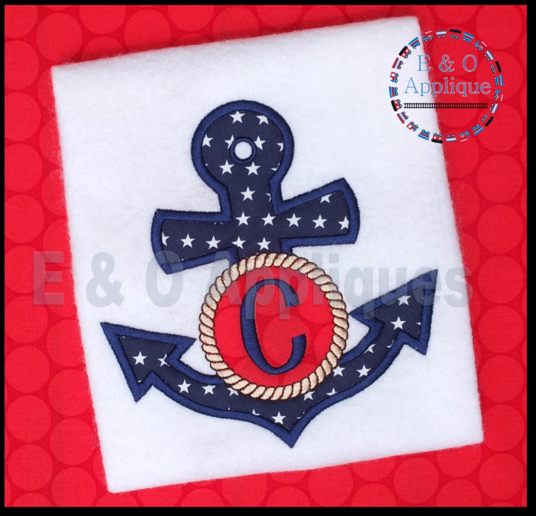 Anchor Monogram Applique Design - Nautical Embroidery Design - Summer ...