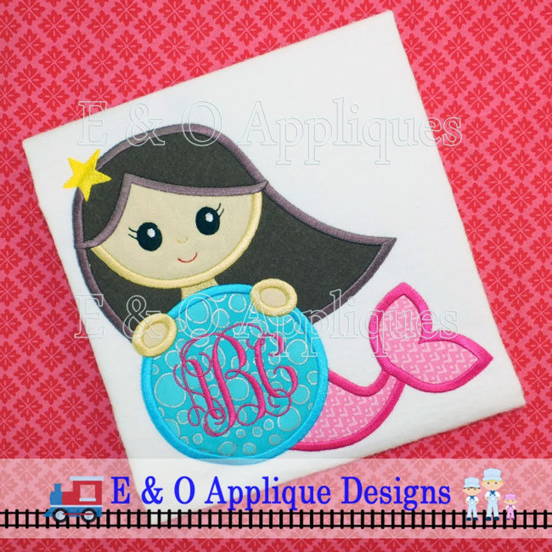 Mermaid Monogram Applique Design - Mermaid Applique Design - Mermaid ...