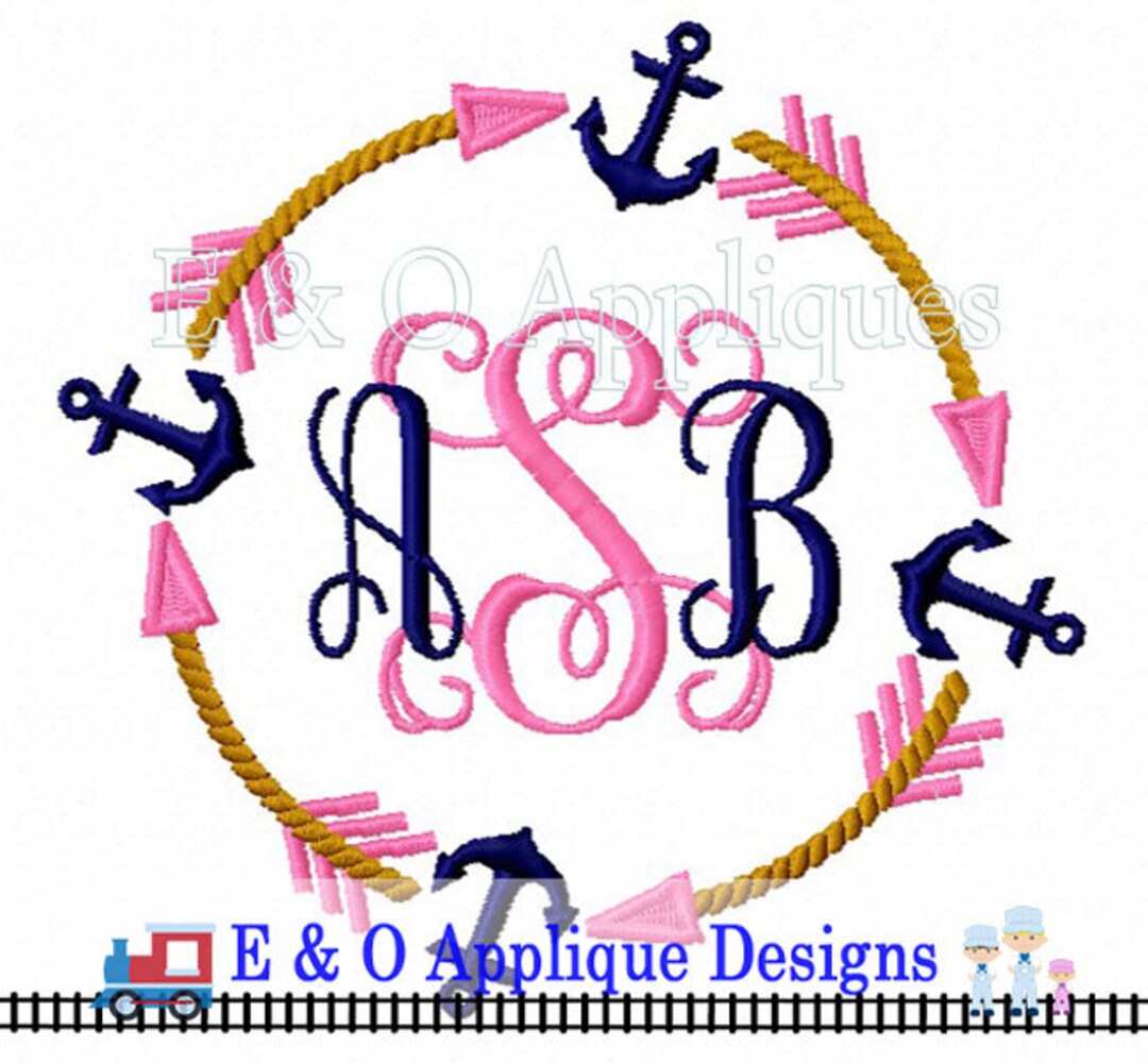 Arrow Anchor Monogram Machine Embroidery Design - Tribal Embroidery ...