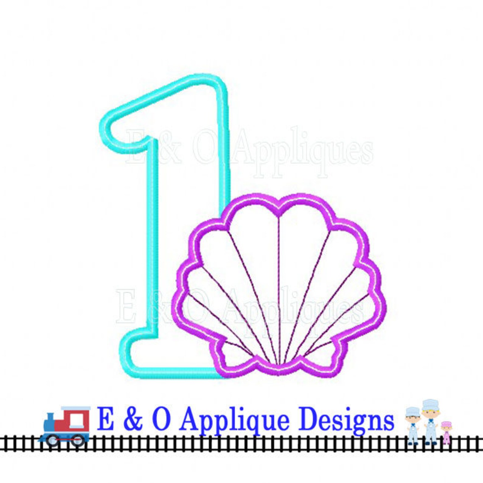 1 Seashell Digital Applique Design Shell Machine Applique | Etsy