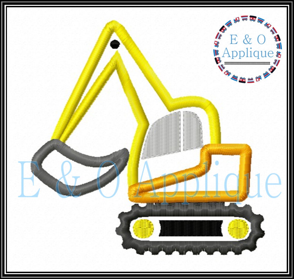 Excavator Digger Applique Design Construction Embroidery | Etsy