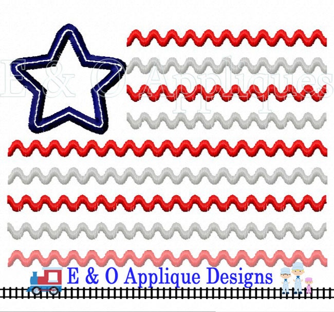 Chevron American Flag Embroidery Design 4th of July | Etsy